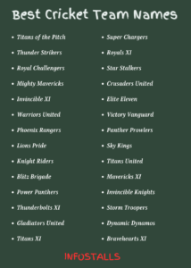 800+ Best Cricket Team Names For You - Infostalls