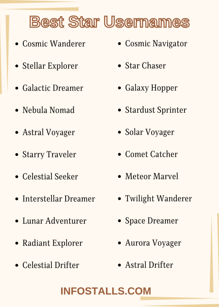 600+ Catchy and Best Star Usernames - Infostalls