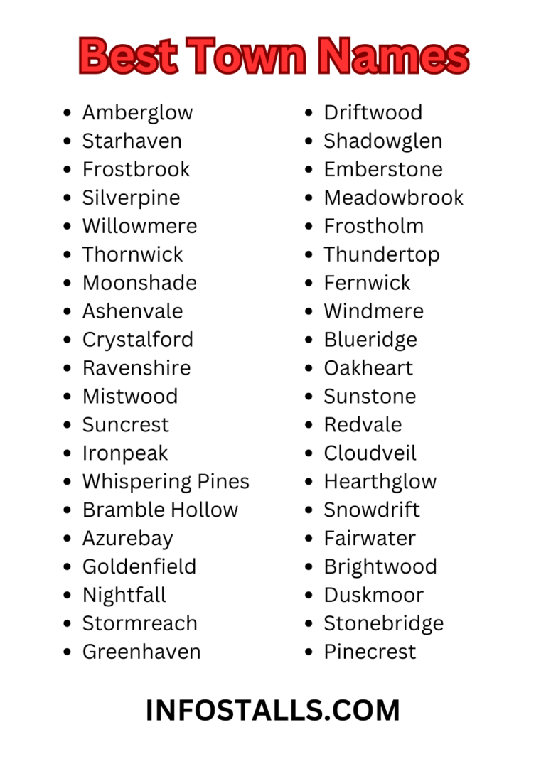 900+ Best Town Names For You - Infostalls