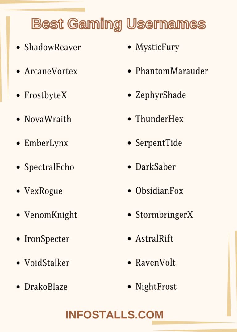 600+ Cool and Best Gaming Usernames - Infostalls