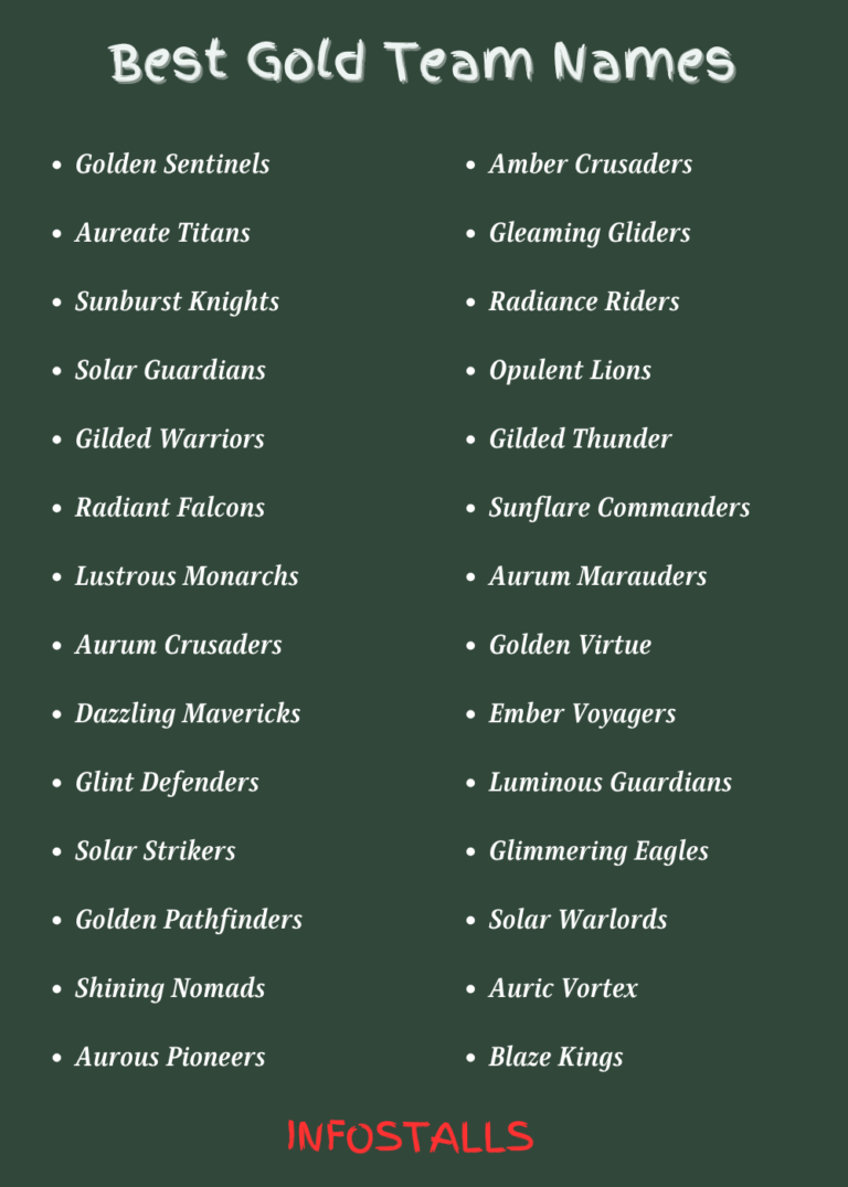 800+ Gold Team Names For You - Infostalls